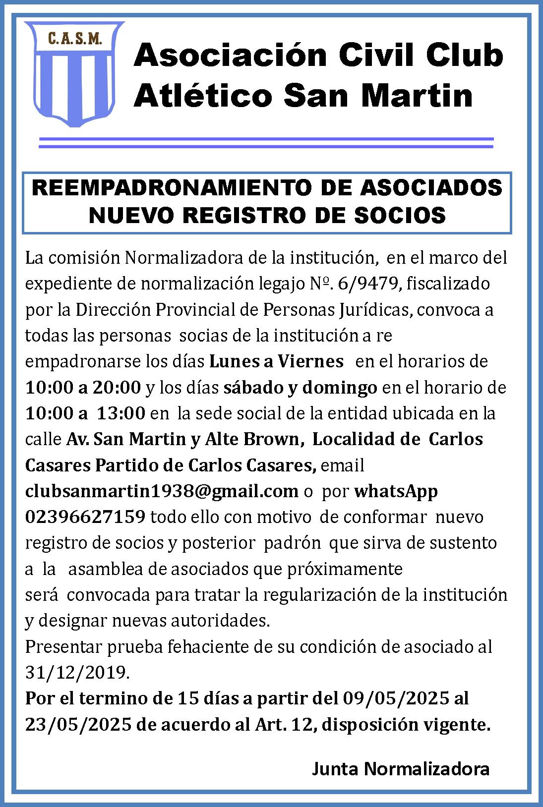 Asociación Civil Club Atlético San Martin – Casares Online